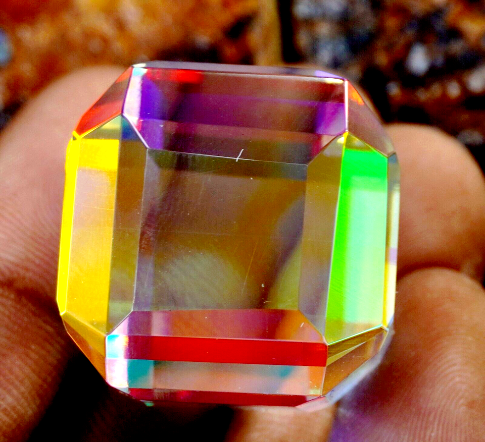 Rainbow Color Mystic Topaz Superb 95 Ct+ Natural Cube Cut EGL Certified ...