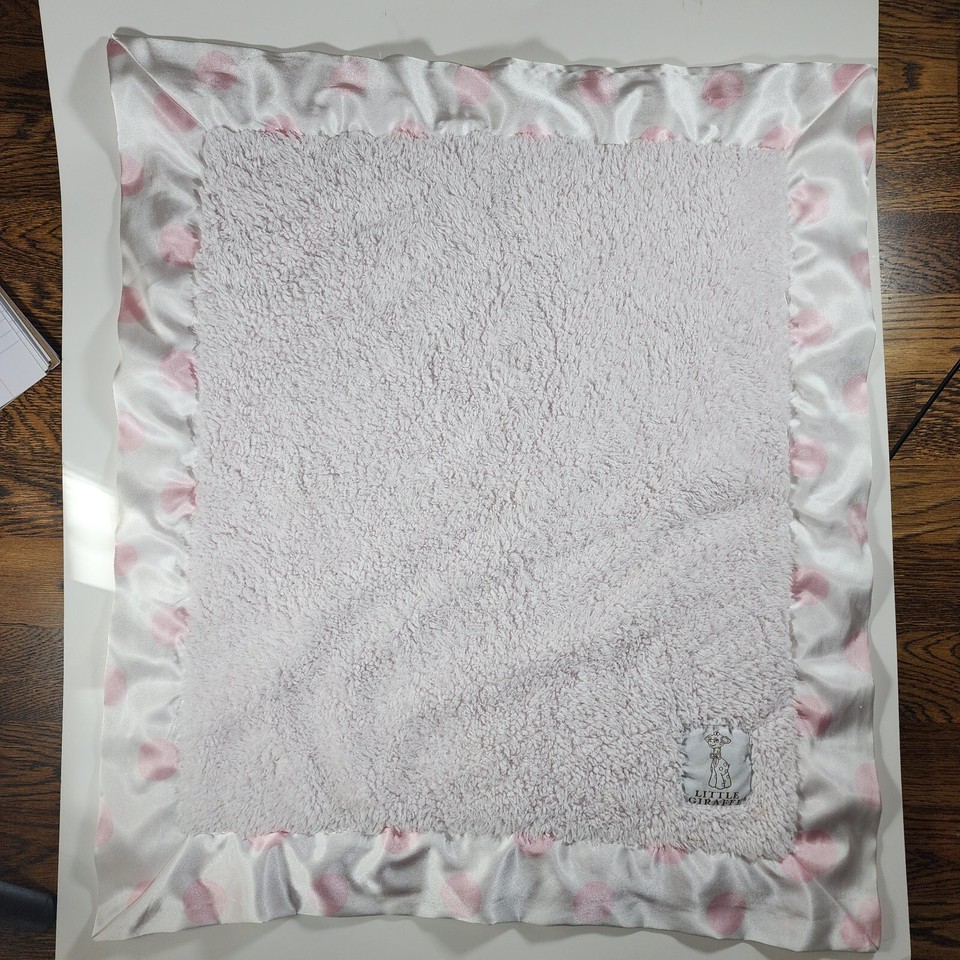 Little Giraffe baby blanket pink security satin Polka Dot plush 20 x 23 ...