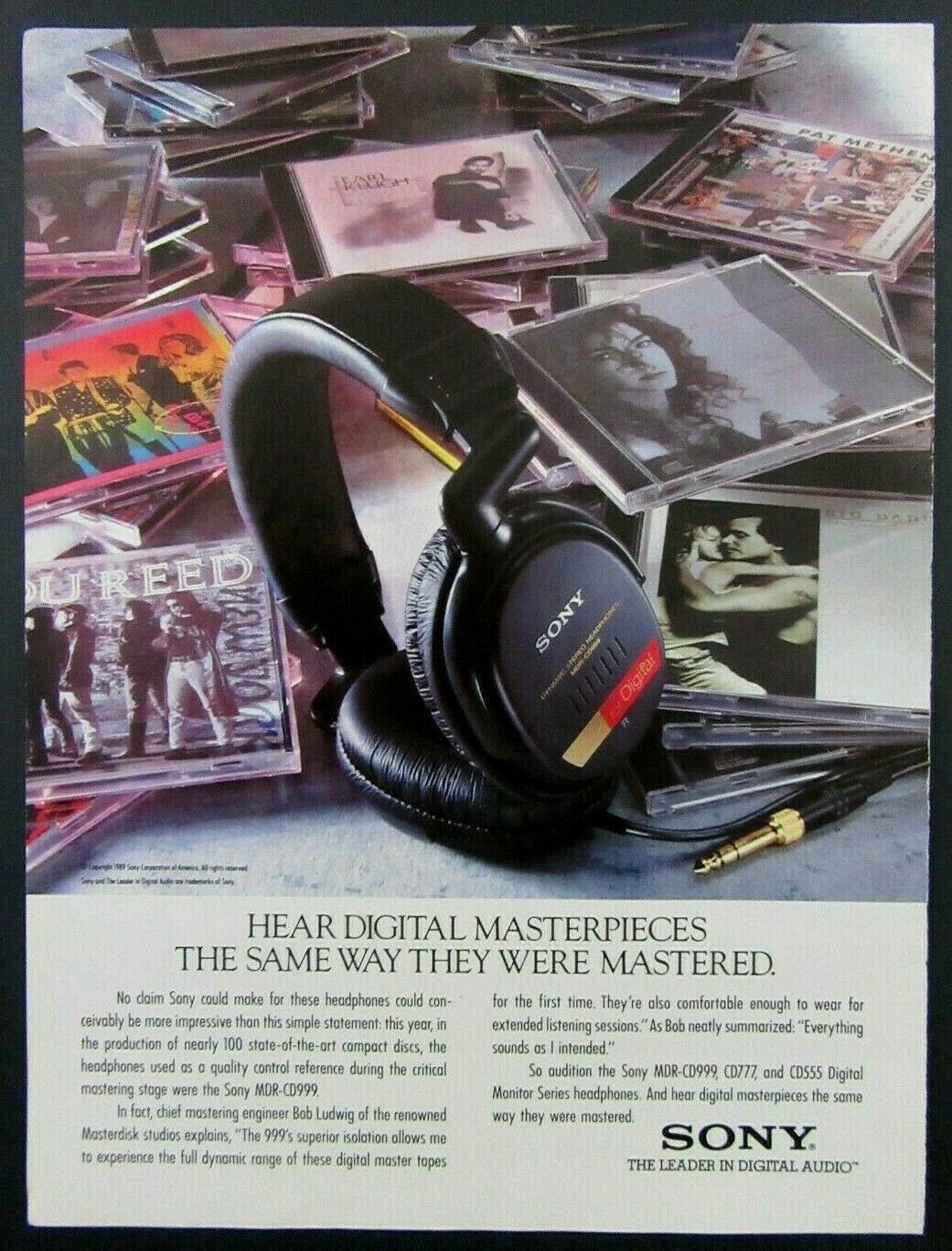 1989 SONY MDR-CD999 Digital Headphones Pile of CD's Magazine Ad | eBay