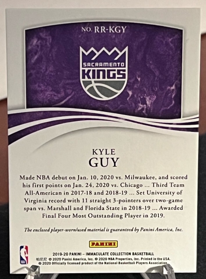 2019-20 Panini Immaculate Remarkable Rookie Ruby Patch Kyle Guy RR-KGY ...