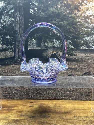 Fenton Hobnail Iridescent Violet Purple Glass 4" Mini Basket F66 | eBay