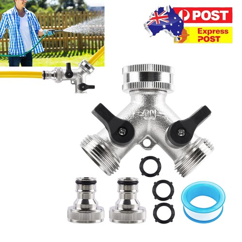 2 Way Y Splitter Garden Hose Connector Adapter for Water Tap Outlet ...