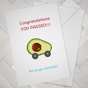 PASSED DRIVING TEST CARD Cheeky Funny Joke AVOCADO congratulations ...