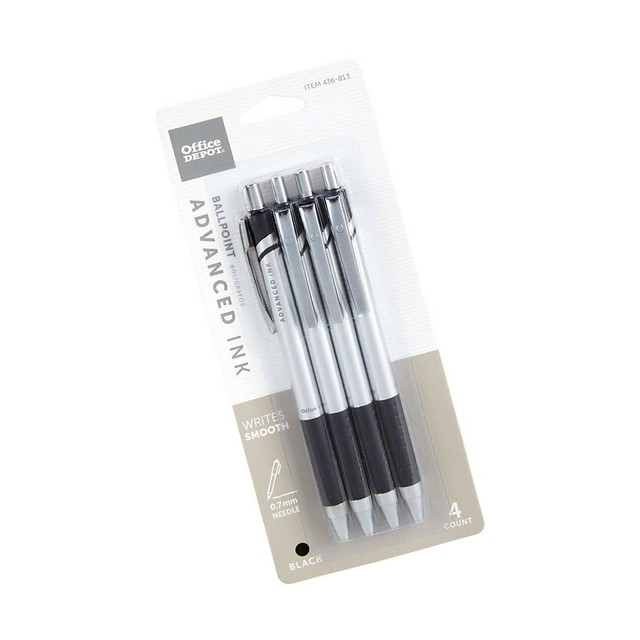 FORAY Advanced Ink Retractable Ballpoint 4 Pens Needle Point 0.7 Mm ...