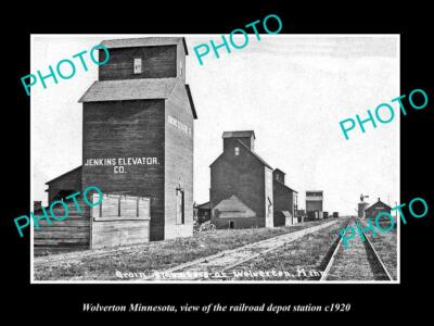OLD 8x6 HISTORIC PHOTO OF WOLVERTON MINNESOTA RAILROAD DEPOT STATION ...