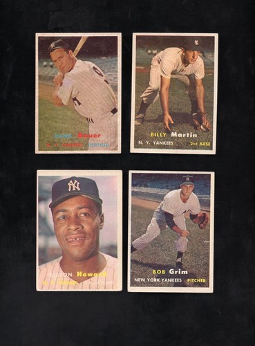1957 Topps Baseball Yankees Lot-10 Diff. Martin, Howard, Kubek, Larsen+ ...