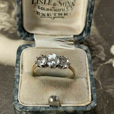 2.5Ct Round Lab-Created Diamond Three Stone Engagement Ring 14k Yellow ...