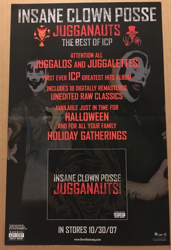 ICP INSANE CLOWN POSSE Rare 2007 PROMO POSTER for Jugganauts Best CD ...