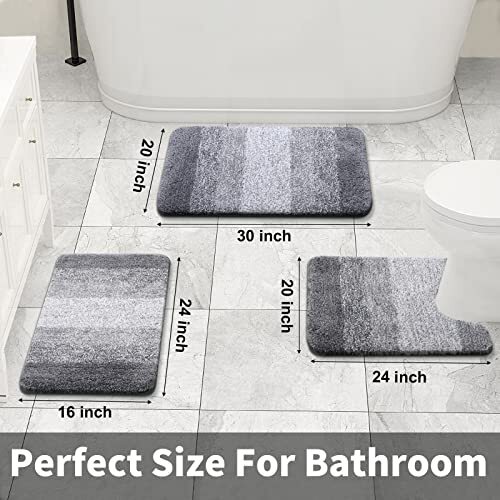 Luxury Bathroom Rug Set 2 Piece, Soft Absorbent Microfiber 30"x20"+24 ...