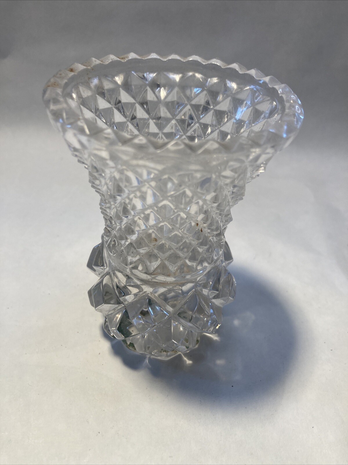 Lead Crystal Bud Vase Diamond Point with Sawtooth Rim 4” Tall Vintage | eBay