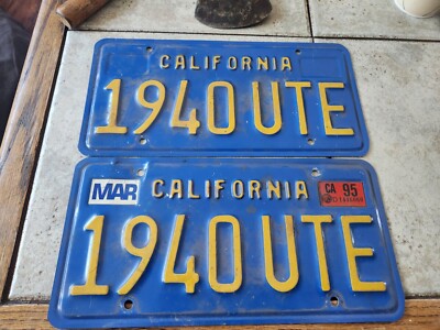 1970s BLUE YELLOW California license plate pair 1940UTE | eBay