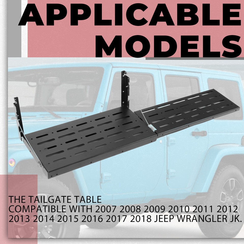75LBS Foldable Tailgate Table Camping Cargo Shelf Fit For Jeep Wrangler ...