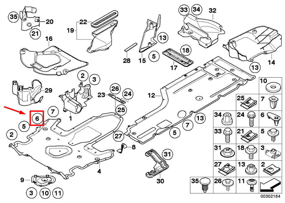 BMW 5 E60 Chassis Splash Shield Bolt Clip Nut 07147130337 7130337 NEW ...