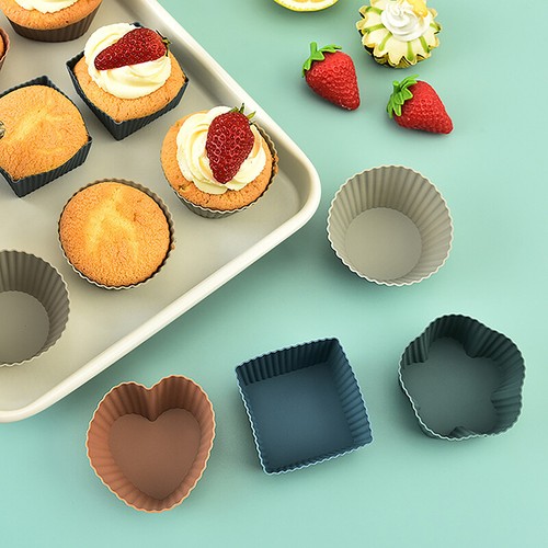 8Pcs Multi-Shape Silicone Cupcake Liners Baking Cups Non-Stick Baking ...