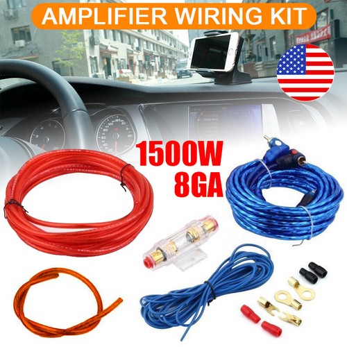 Complete 1500Watt 8 GAUGE Car AMP RCA Audio Amplifier Cable Subwoofer ...