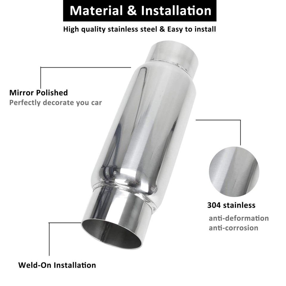 3" Inlet 3" Outlet Exhaust Muffler, Pair of 3 Inch Resonator Universal ...