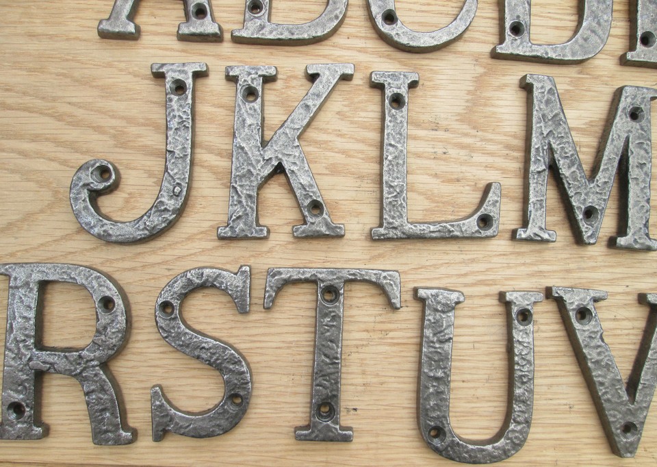 3"/75mm CAST RUSTIC ANTIQUE IRON HOUSE DOOR ALPHABET LETTERS NUMERALS ...