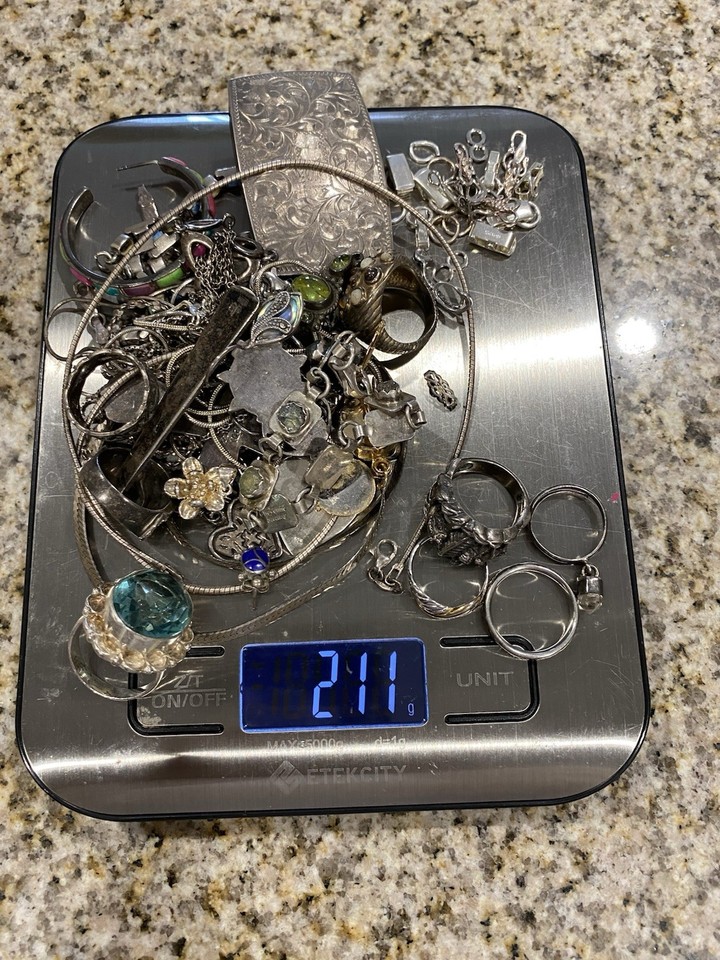 925 STERLING SILVER Scrap Jewelry Lot All Stamped or Tested 245 GRAMS ...