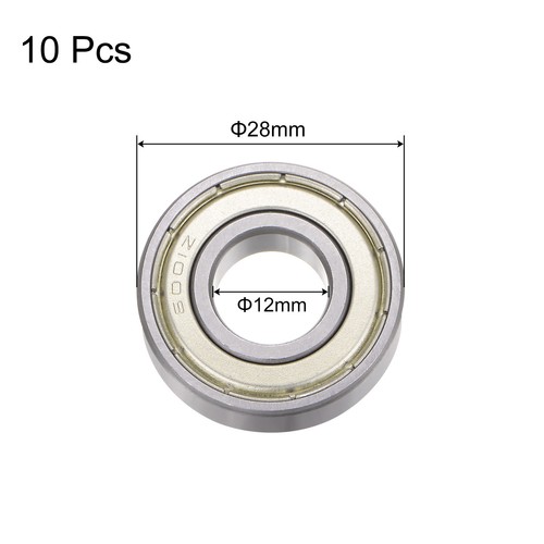 6001ZZ Deep Groove Ball Bearings 12x28x8mm Chrome Steel ABEC3 Z3 10pcs ...
