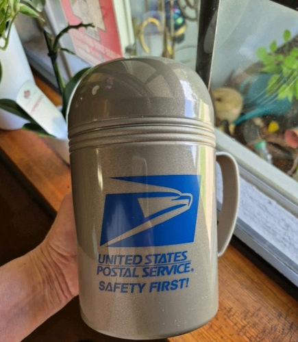 Vintage UNITED STATES POSTAL SERVICE Aladdin Thermos Gray USPS SAFTEY ...
