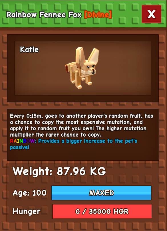 🔥Roblox Grow A Garden🔥 TITANIC Rainbow Fennec Fox! Ultra RARE 87KG! 15 ...