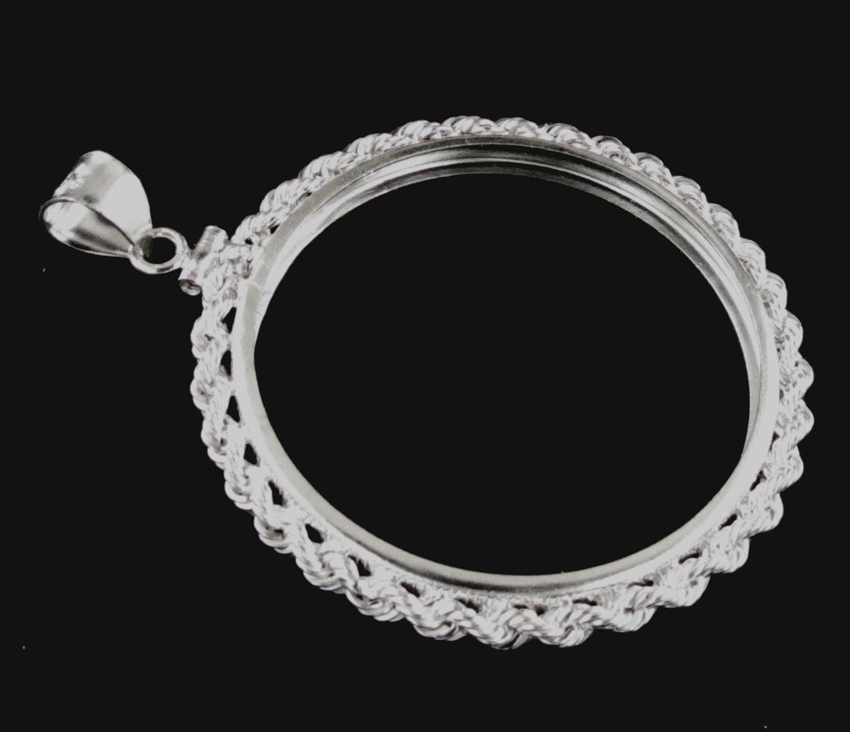 Coin Bezel One Ounce 39mm Silver Round Rope Sterling Silver Frame ...
