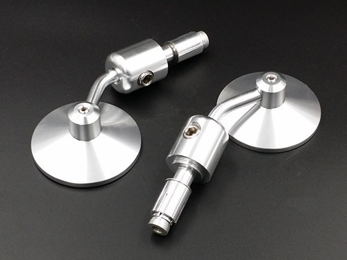7/8"Motorcycle Silver CNC Aluminum 3" Side Rear View Handle Bar End ...