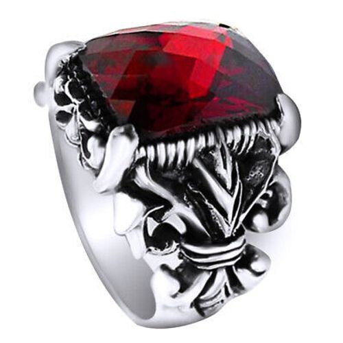 925 STERLING BIG RED RUBY RING Sz 12 GOTHIC FLEUR DE LIS KNIGHT JEWELRY | eBay