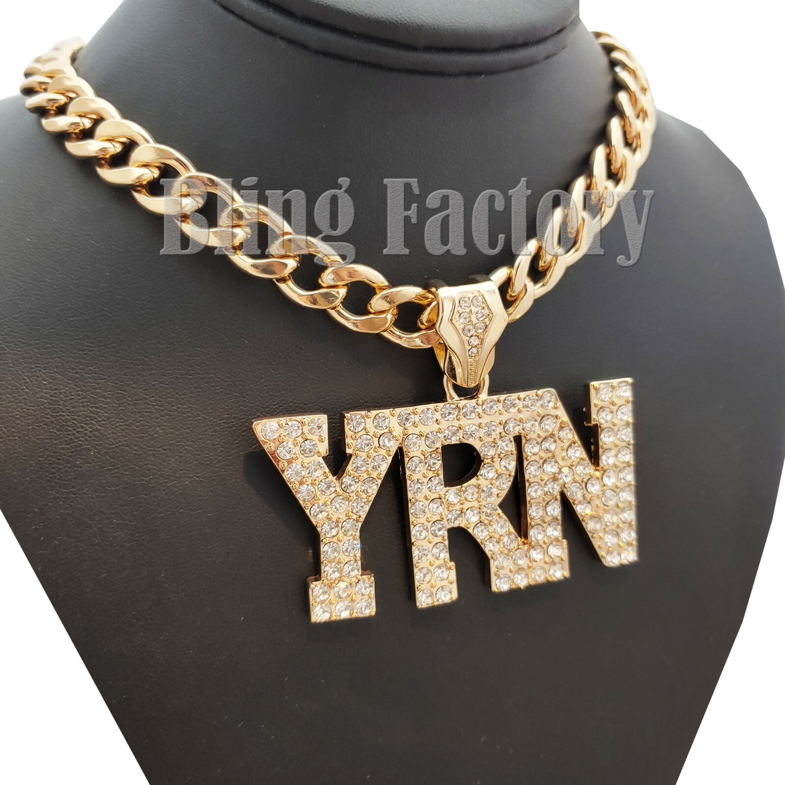 HIP HOP ICED MIGOS LARGE YRN PENDANT & 18" CUBAN CHOKER CHAIN FASHION ...