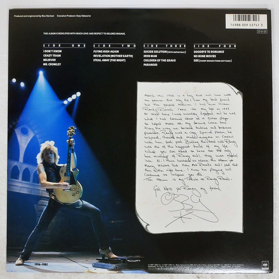 OZZY OSBORNE RANDY RHOADS TRIBUTE CBS/SONY 35AP3344 Japan VINYL 2LP | eBay