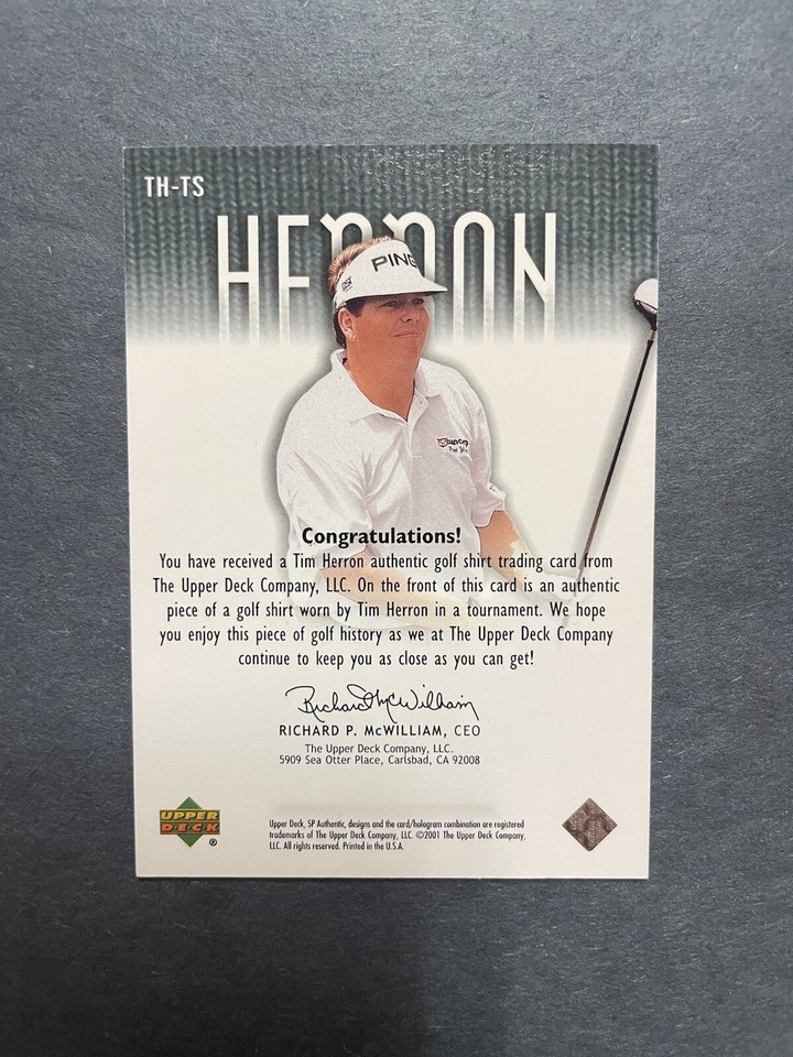 2001 SP Authentic Tour Swatch Tim Herron #TH-TS Rookie RC Patch | eBay