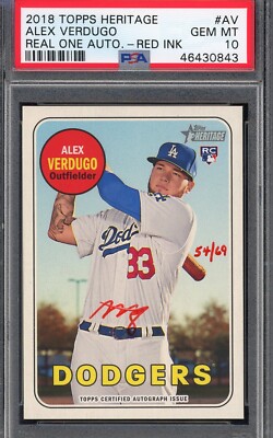 2018 Topps Heritage Alex Verdugo Real One Red Ink Rookie RC AUTO /69 ...