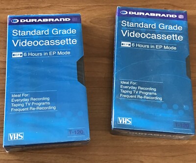 DURABRAND 6 Hours EP Mode T120 Standard 2 Pack Blank VHS Tapes Sealed ...