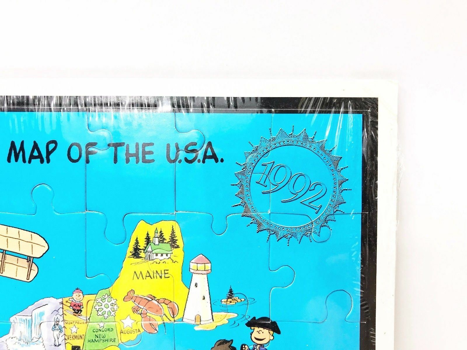 Vintage Peanuts and Snoopy Rare Commemorative MetLife USA Map Puzzle ...