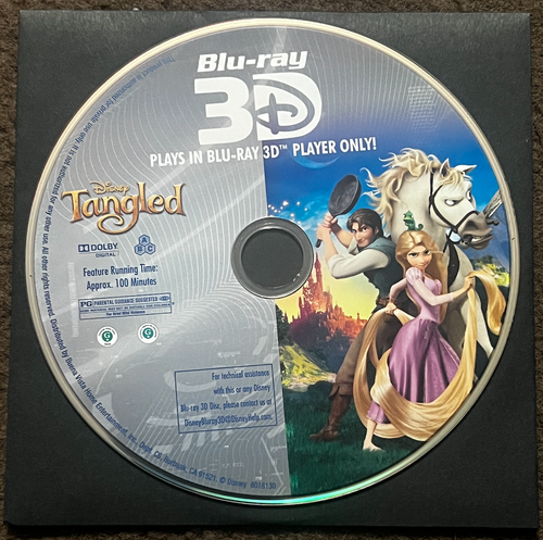 Neuf Tangled 3D (2010) - Disque Only En Plastique Transparent Pochette ...