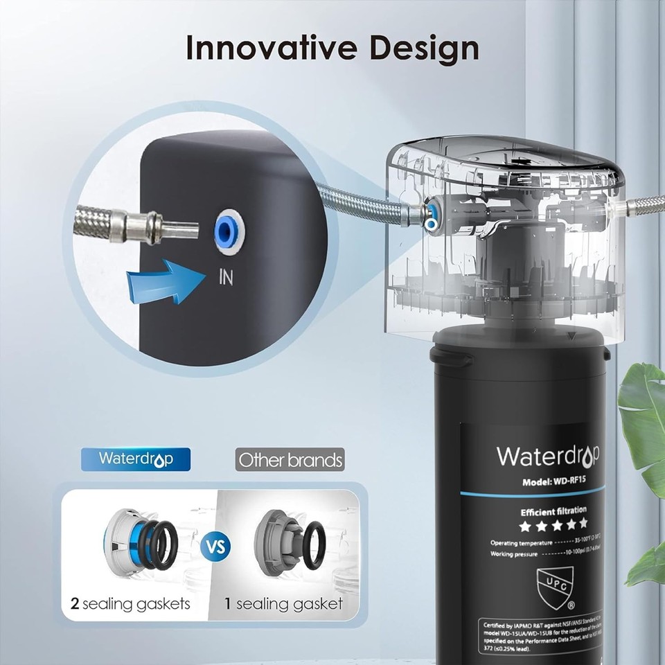 Waterdrop 15UA Under Sink Water Filter, 19000 Gallons High Capacity ...