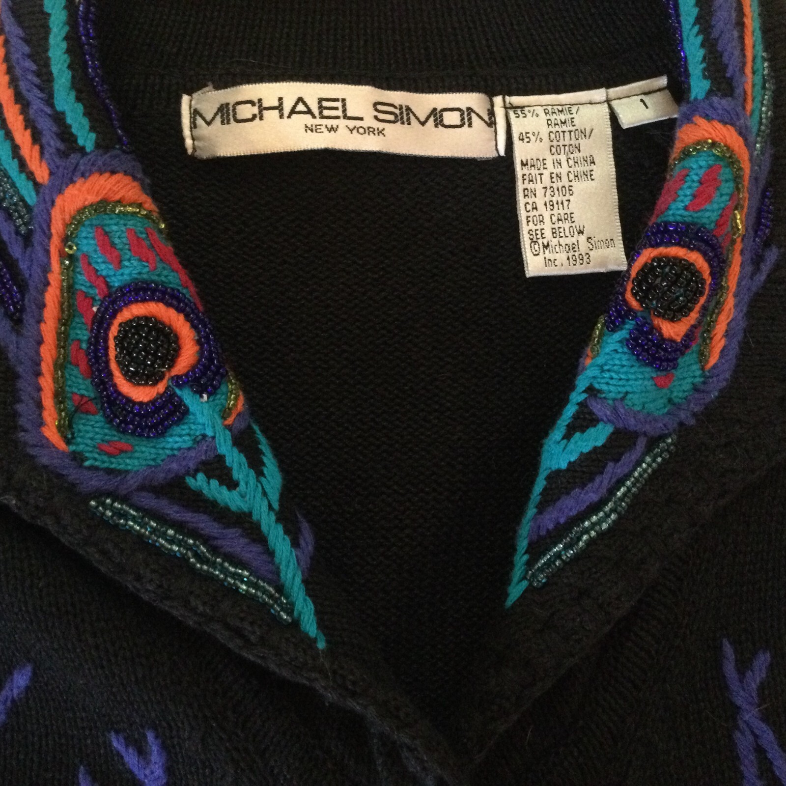 Vintage Michael Simon Peacock Heavy Cardigan Sweater … - Gem