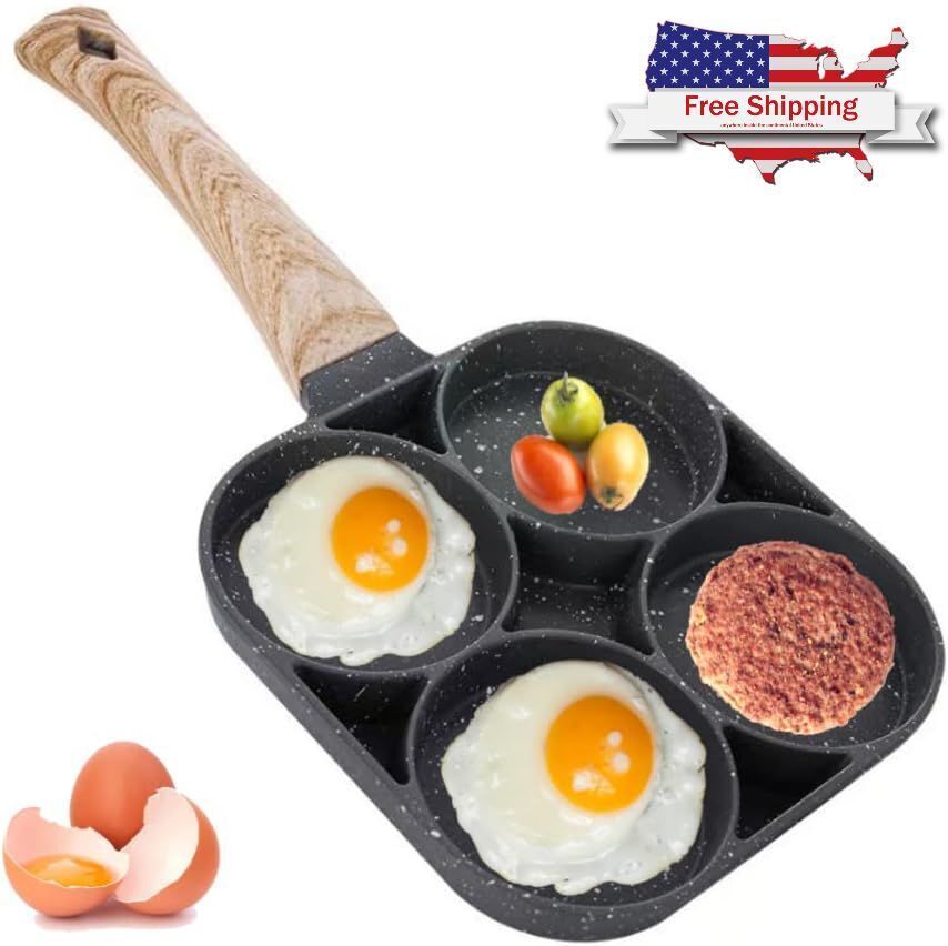 4 Hole Medical Stone Non-Stick Frying Pan Divided Egg Omelette Pancake ...