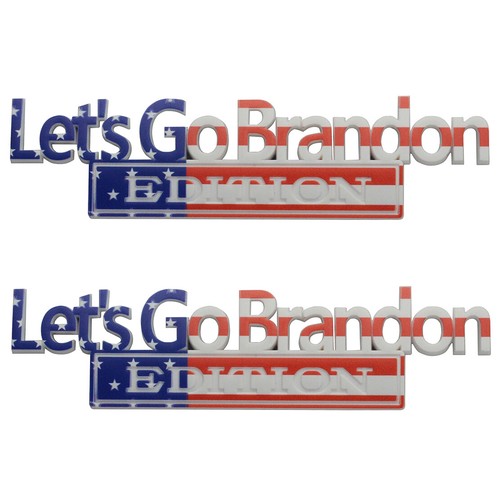 2Pc Let's Go Brandon FJB Emblem Badge for Car Truck SUV Red USA Flag ...