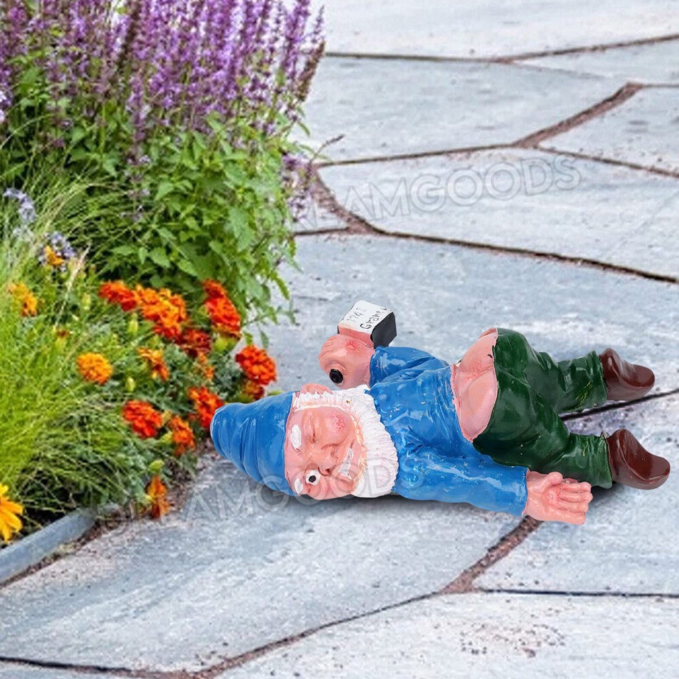 Funny Drunk Dwarf Garden Gnome Decor Yard Patio Ornament Rude Passed ...
