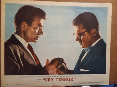 Lobby Card 1958 CRY TERROR! James Mason Rod Steiger best CU with bomb ...