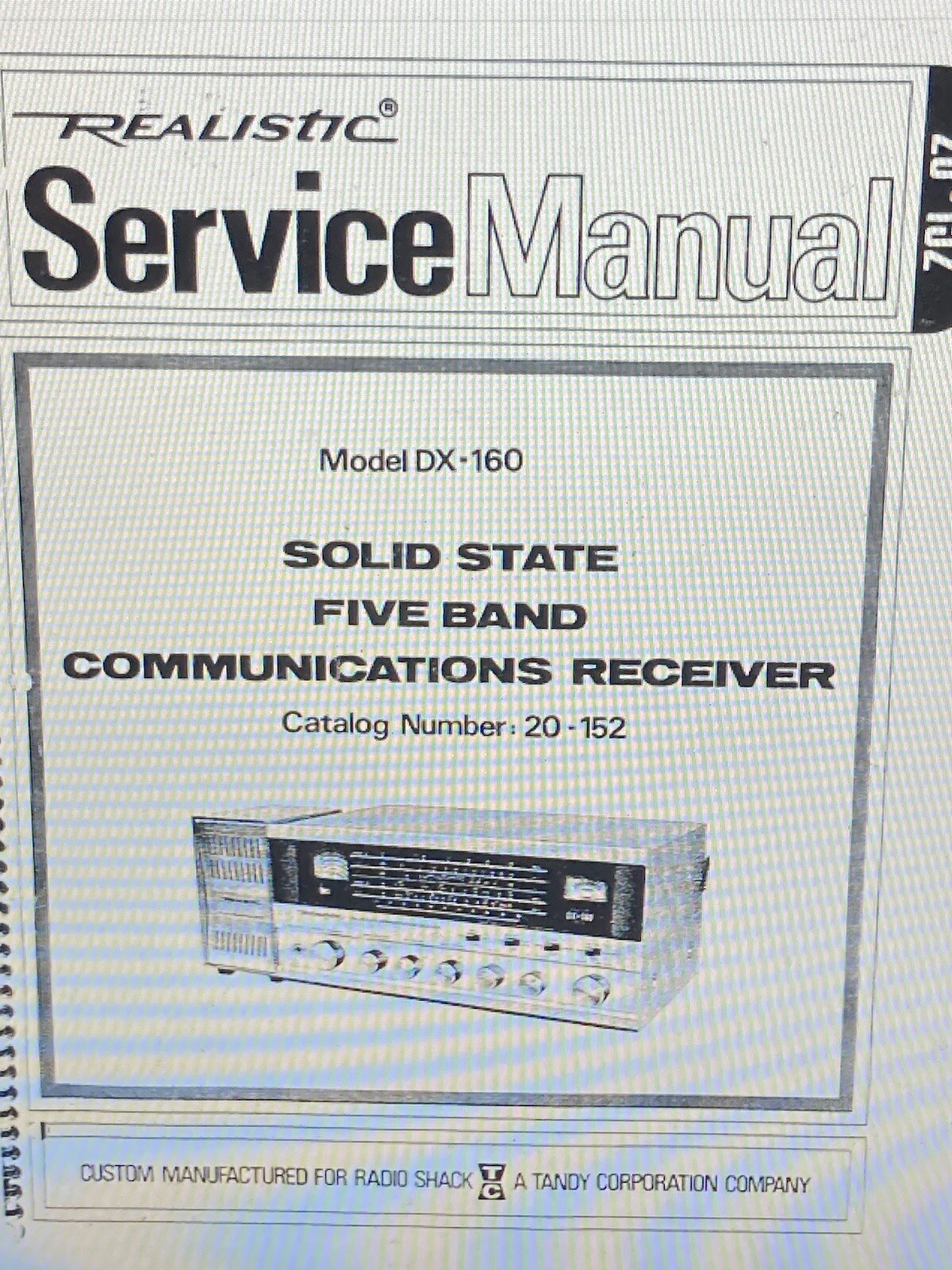 Realistic Dx-160 solid State 5 Band Receiver Service Manual Digital | eBay