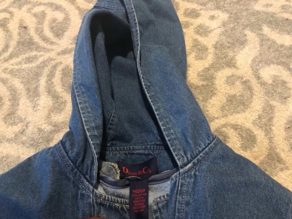 DENIM & CO DENIM FLEECE LINED TOGGLE BUTTON HOODED LONG JACKET ...