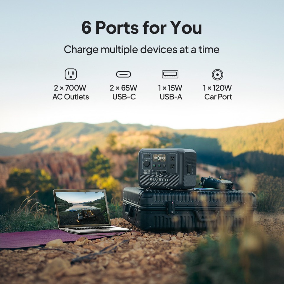 BLUETTI AC50B 700W 448Wh Portable Light Power Station for Mountain Trip ...