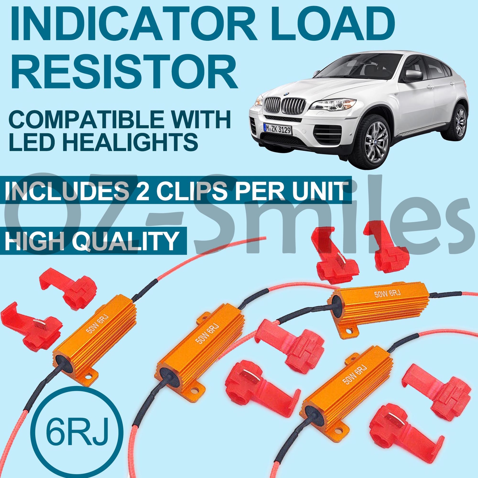 4PCS 50W LED Decoder Fix Hyper Flash Load Resistor Turn Signal Blinker ...