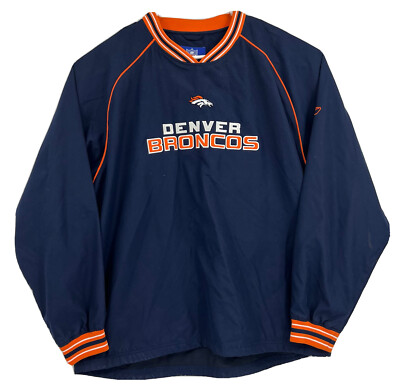 Denver Broncos NFL V Neck Pullover Sweatshirt Men’s XL Embroidered | eBay