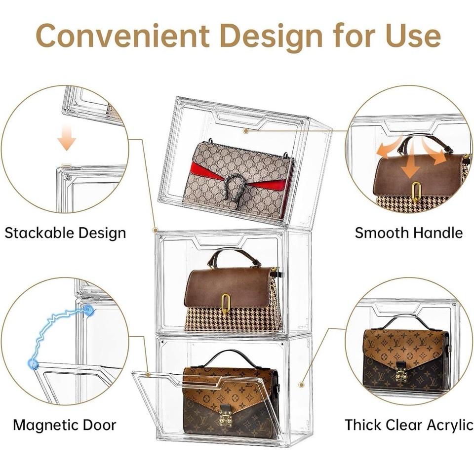 Purse Organizer for Closet,Clear Acrylic Display Case for Handbag ...