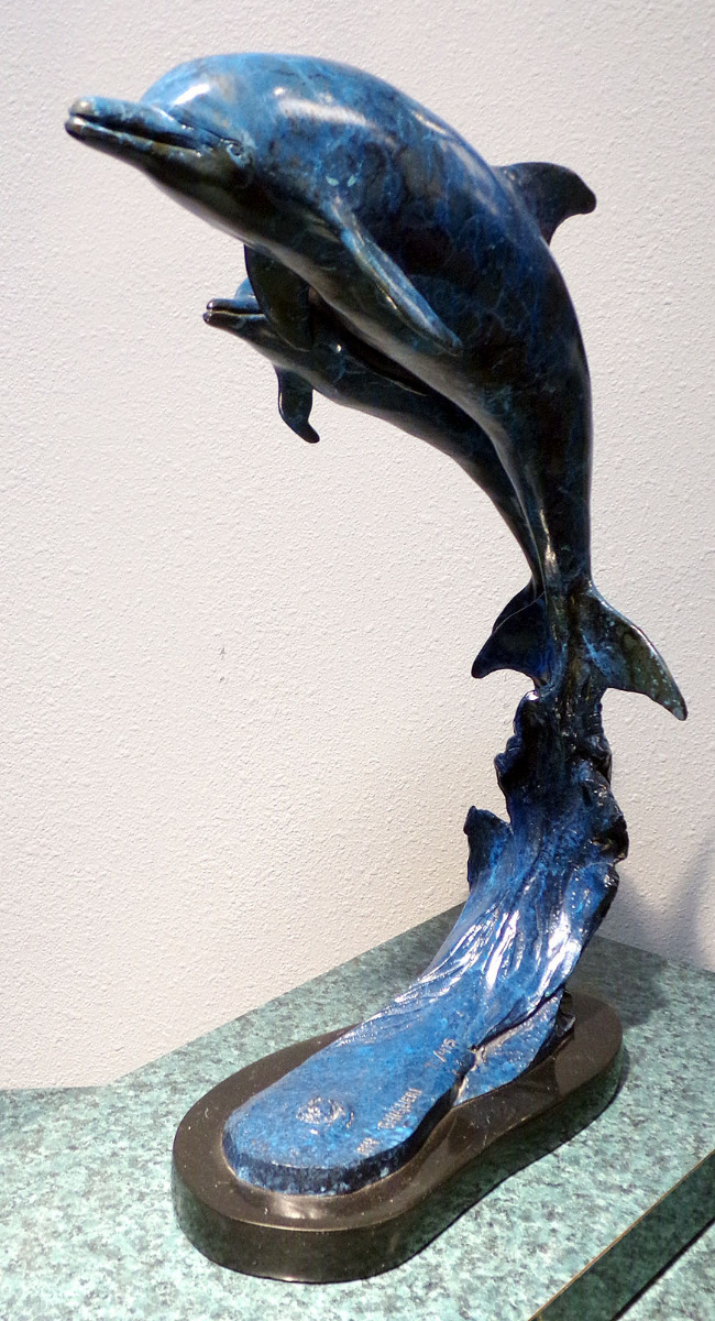 Laran Ghiglieri "Dolphins" Ltd ed Bronze Sculpture with polychrome ...