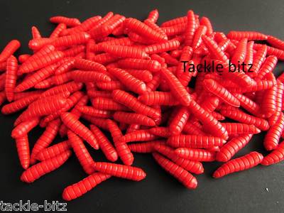 50 Red Artificial Soft SINKING Imitation Bait Maggots Fake carp fishing ...
