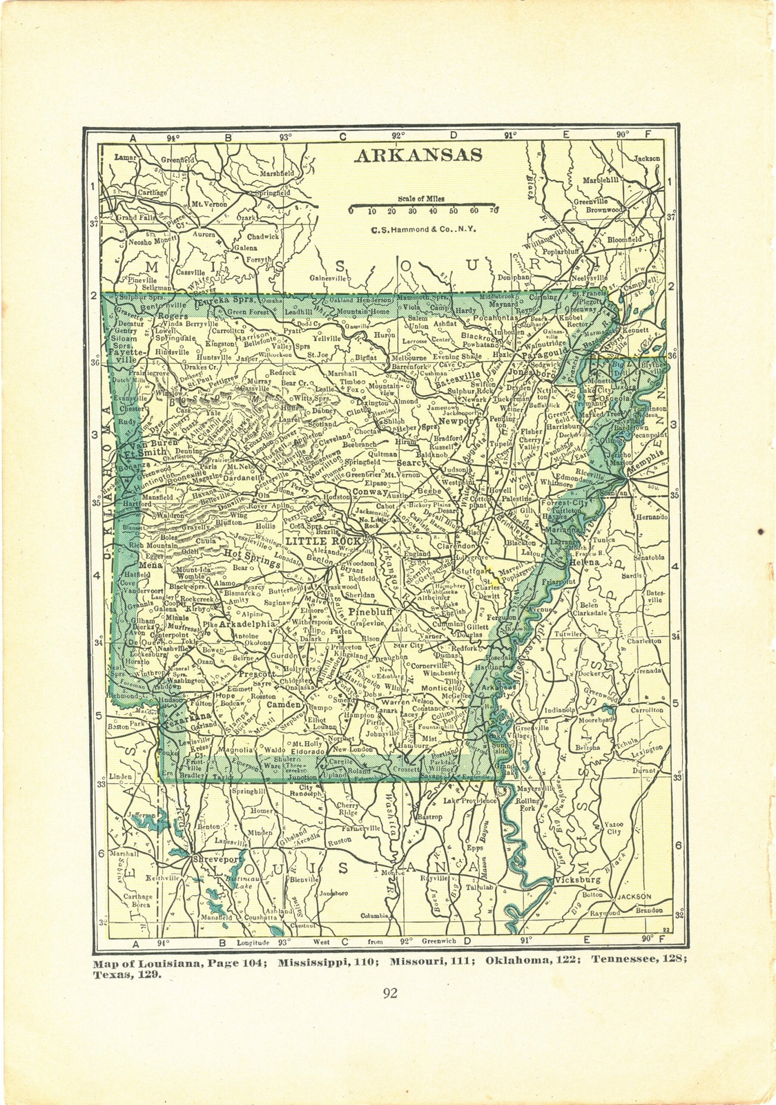 1924 Vintage Atlas Map Page - Arizona map on | Grelly UK